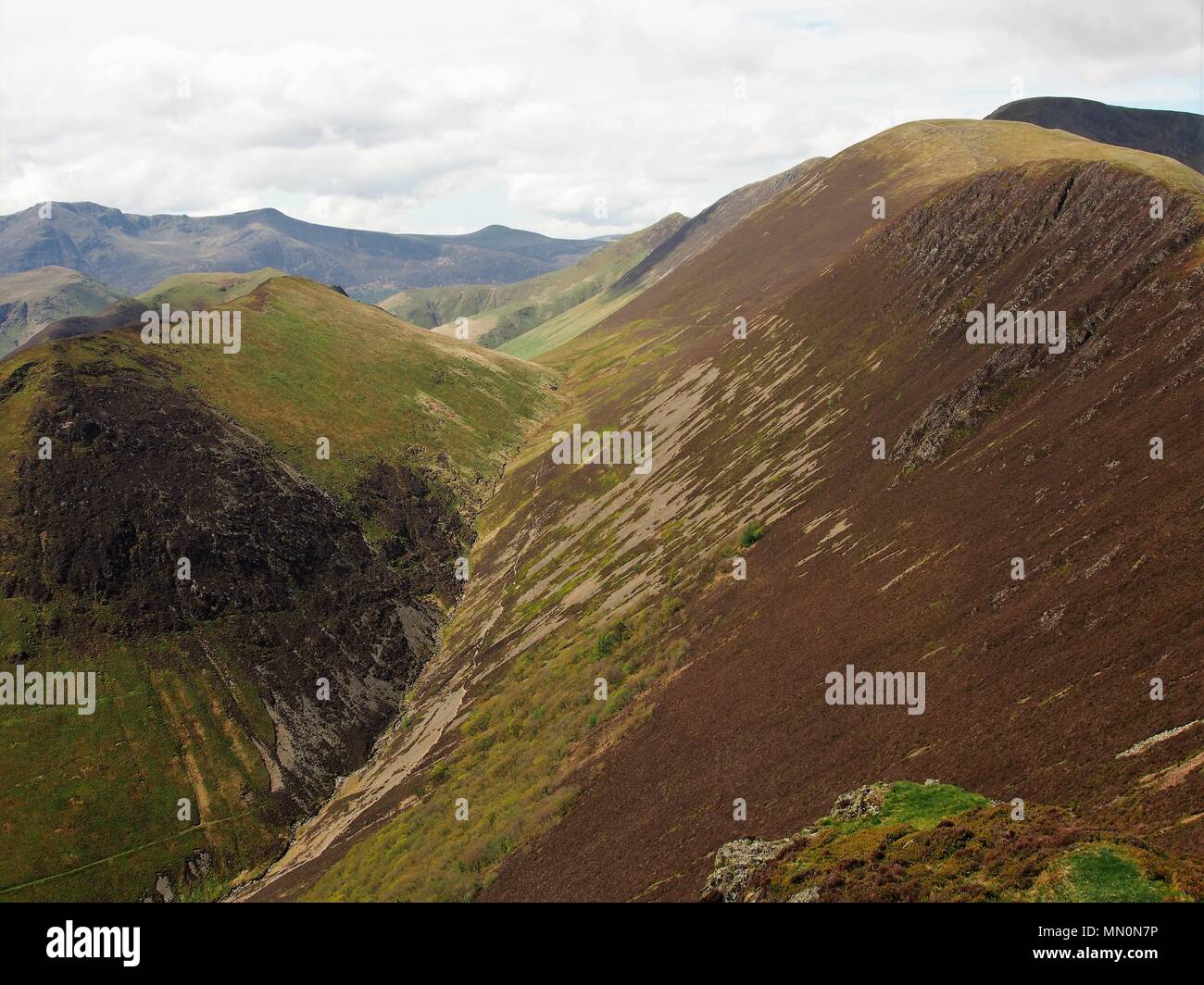 The Valley of Rigg Beck with The Buttermere Ridge Beyond, Causey Pike ...