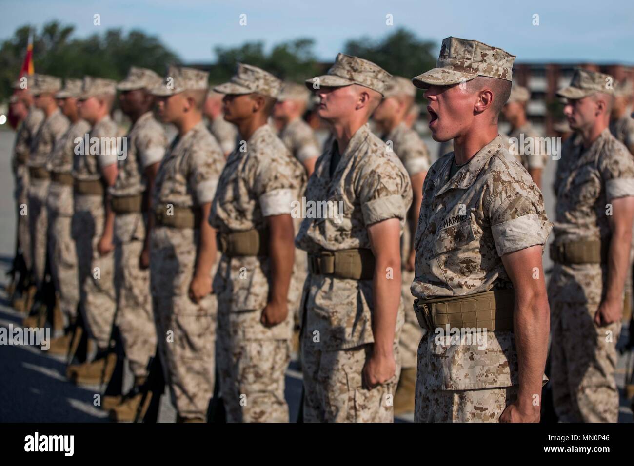 U.S. Marine Corps recruits of Alpha Company, 1st Recruit Training ...