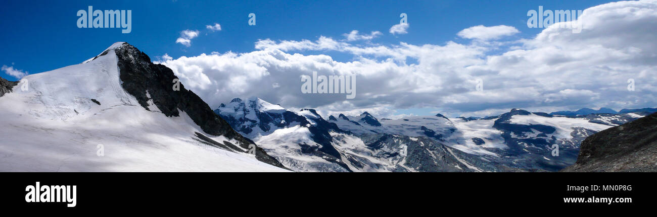 panorama view of mountain landscape with Piz Tschierva in the Swiss ...