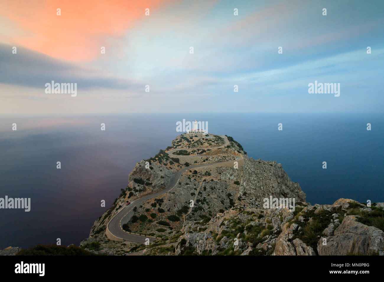 Lighthouse in Cap de Formentor Mallorca around sunset Stock Photo - Alamy