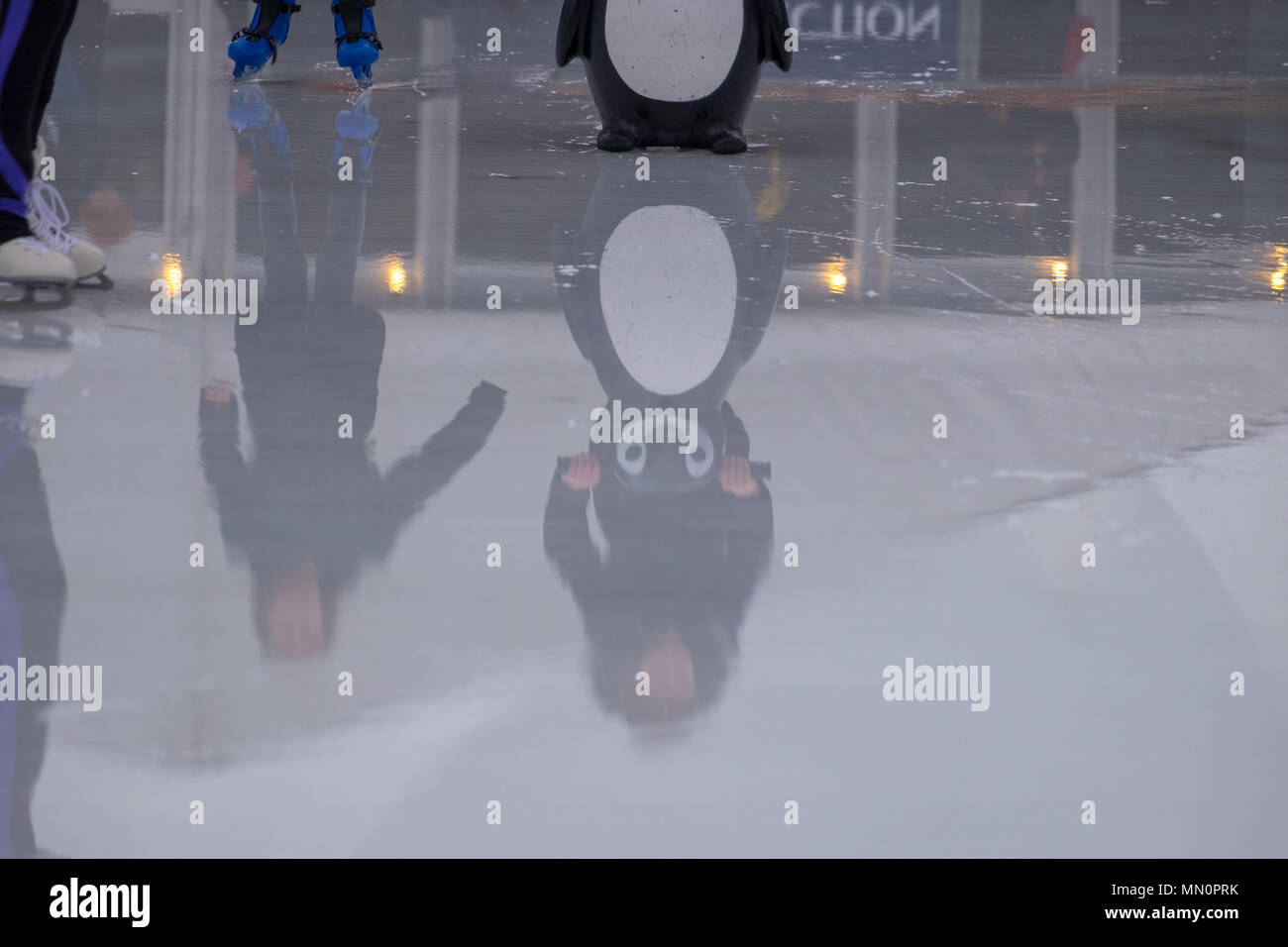 reflections of children at the ice rink Stock Photo - Alamy