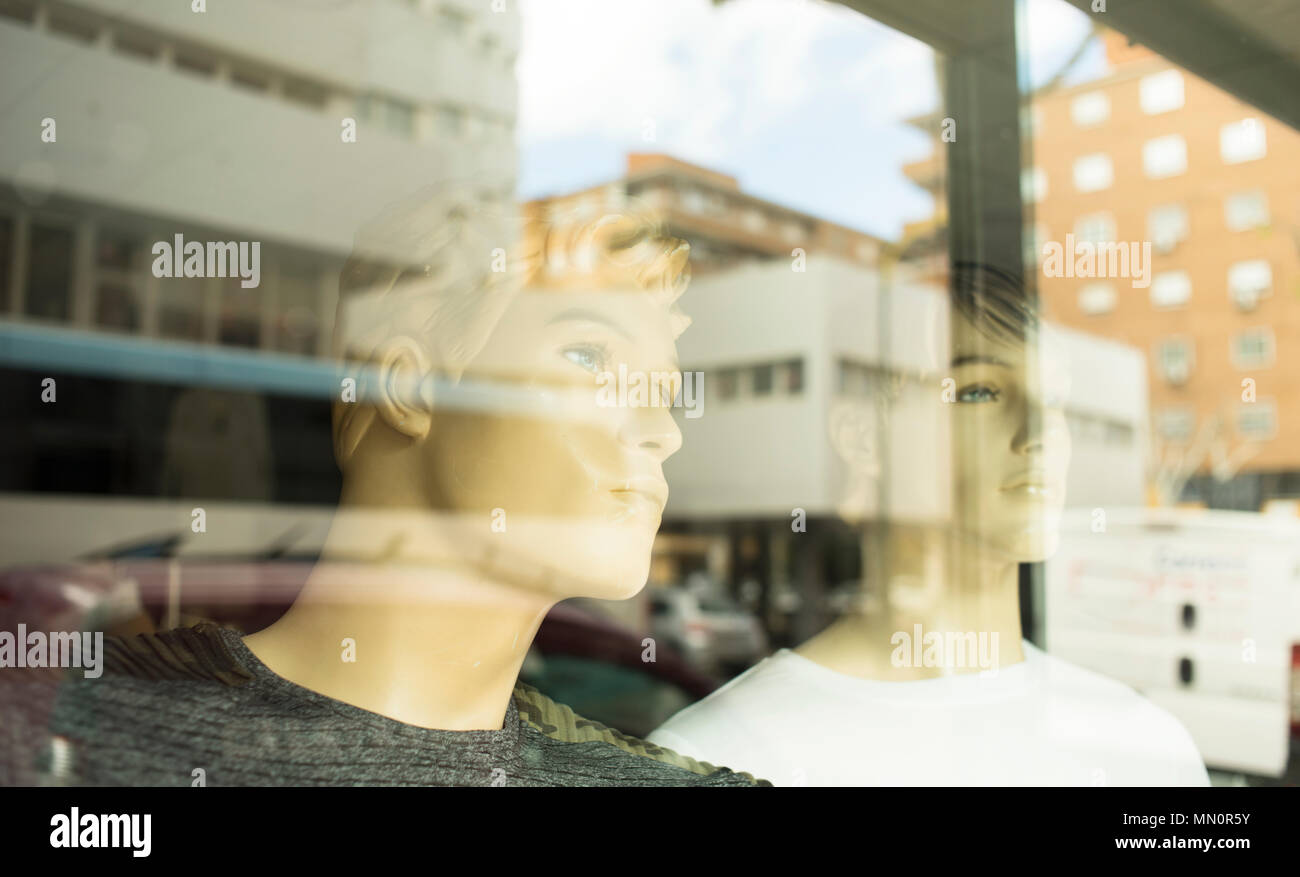 Menswear fashion shop window male store mannquins dummies wearing ...
