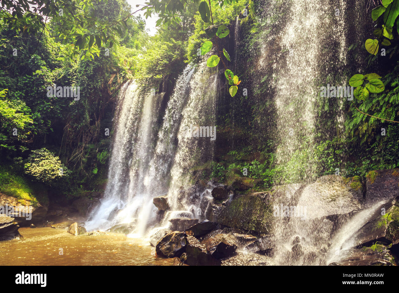 The Phnom Kulen waterfall in Cambodia's national park. Siem Reap ...