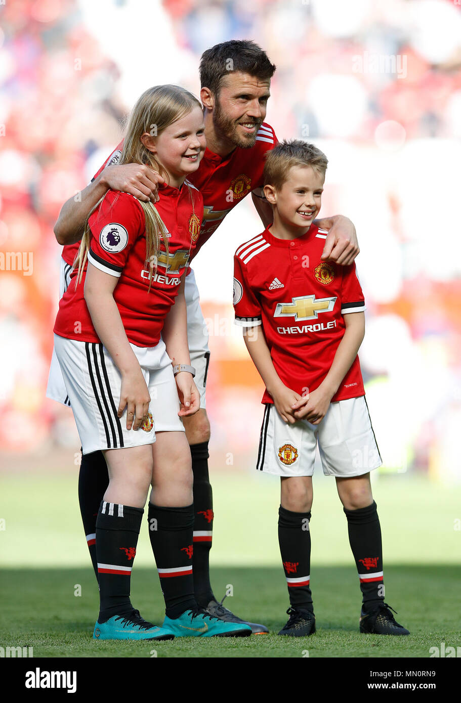 Michael Carrick with to his children Louise and Jacey after the game ...