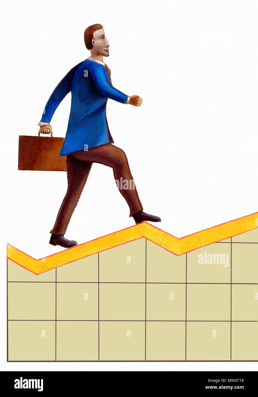 Business man climbing graph. Hand drawn illustration Stock Photo - Alamy