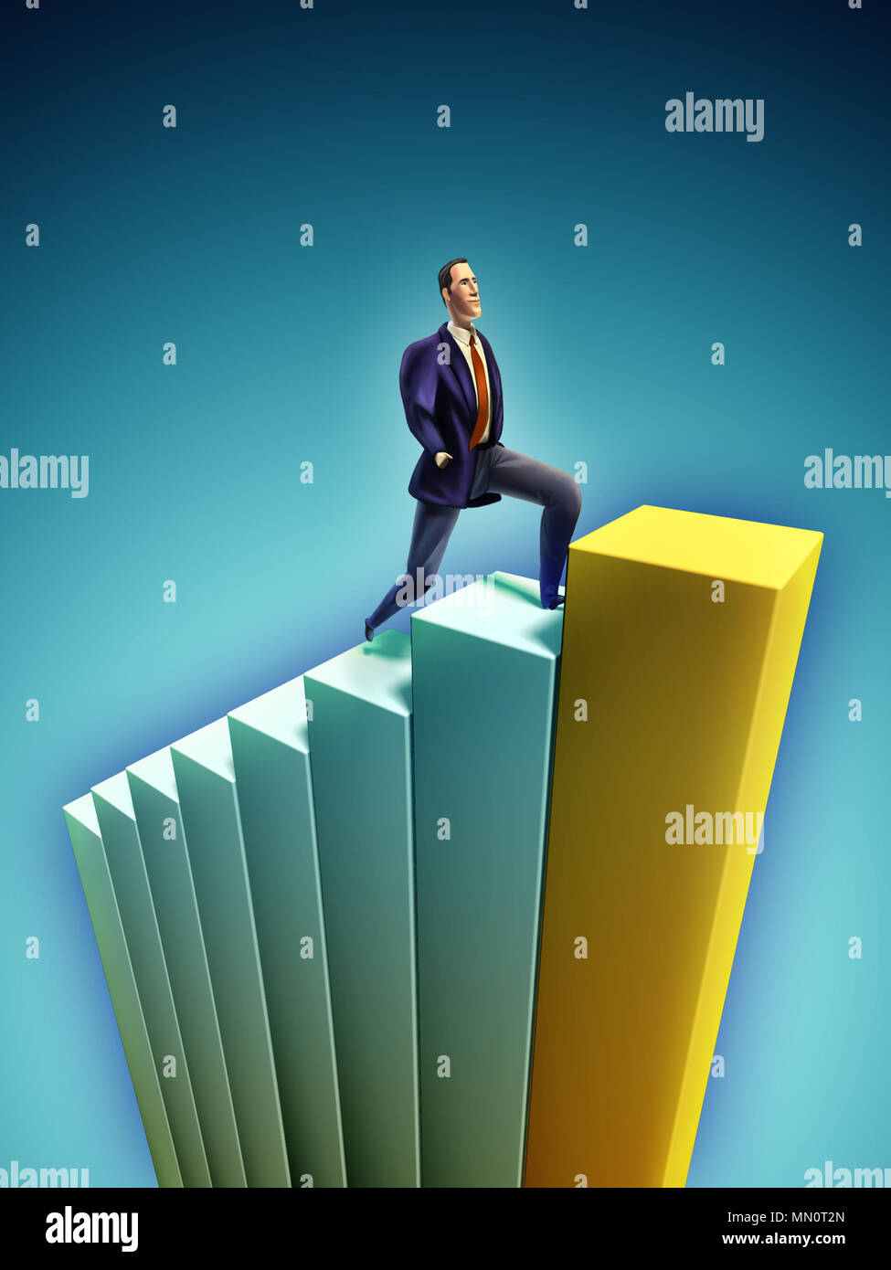 Businessman climbing a bar graph hi-res stock photography and images ...