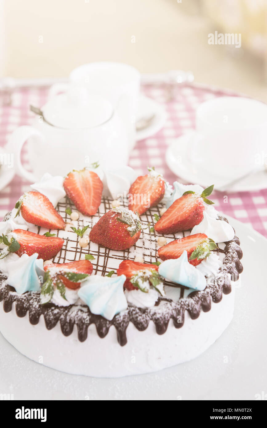 Tasty strawberry cream cake Stock Photo - Alamy