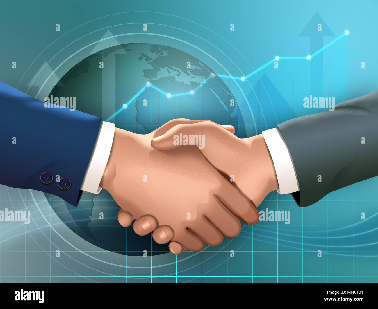 Two businessmen shaking hands. Digital illustration Stock Photo - Alamy