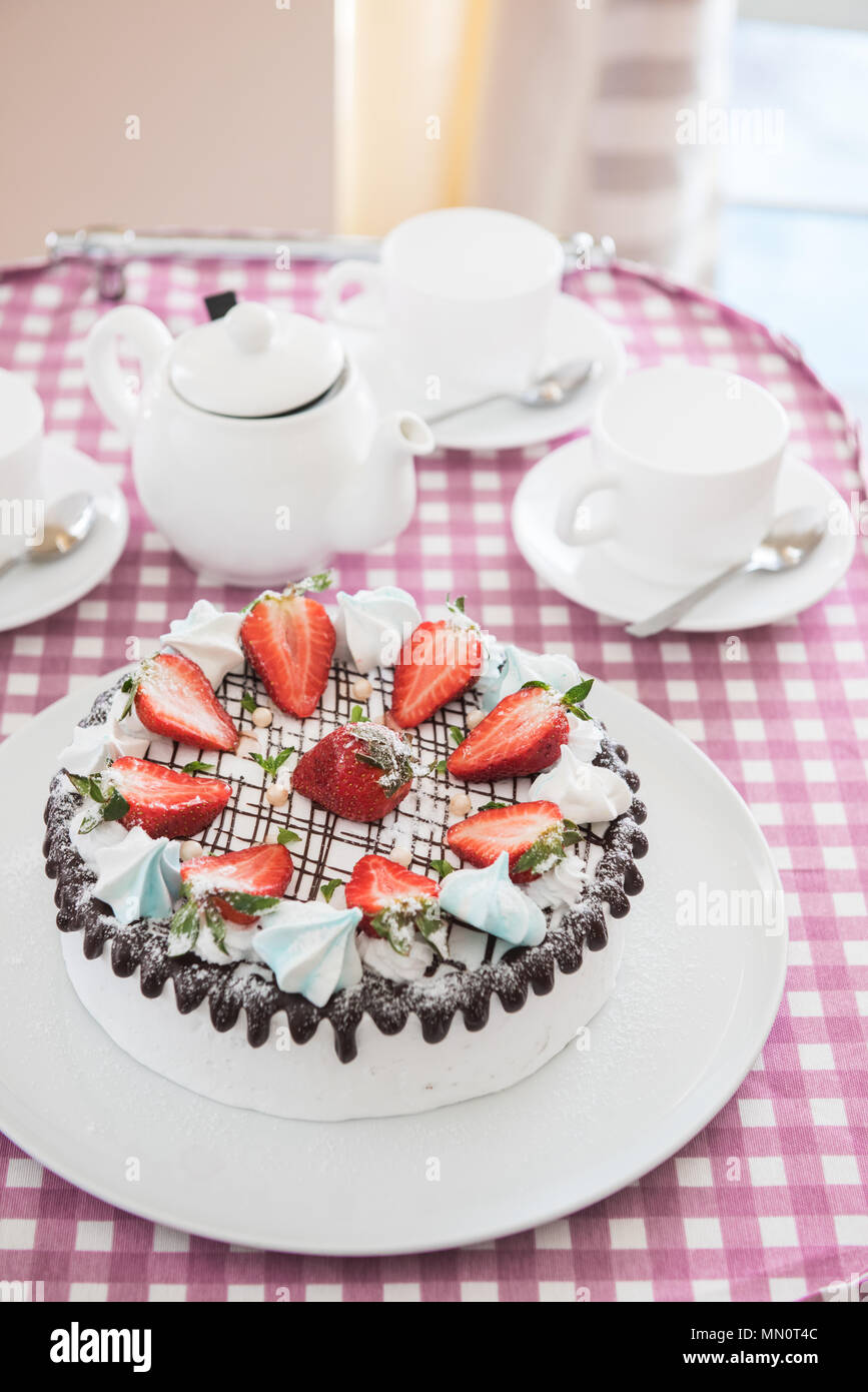 Tasty strawberry cream cake Stock Photo - Alamy