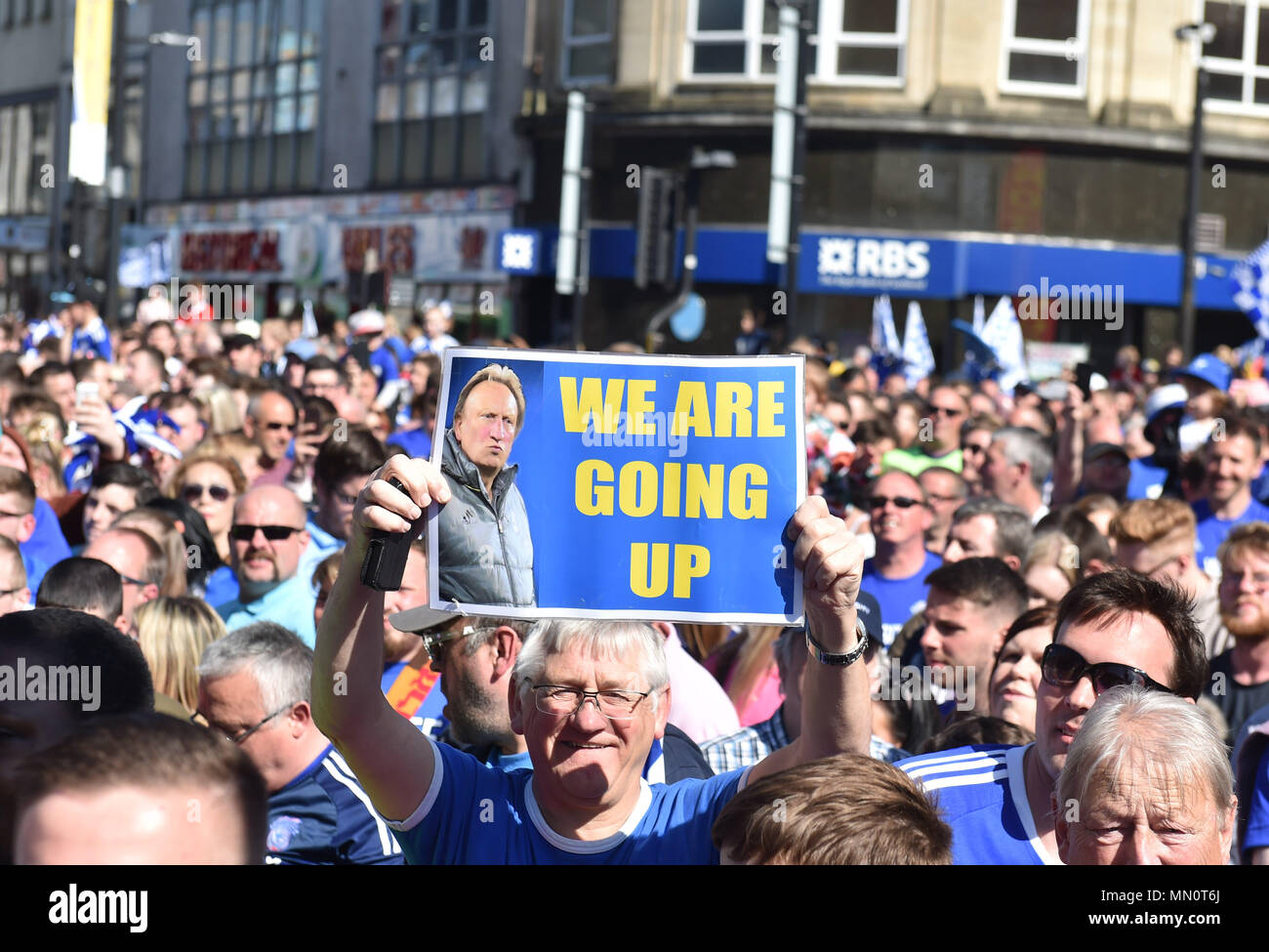 Cardiff city promotion parade hi-res stock photography and images - Alamy