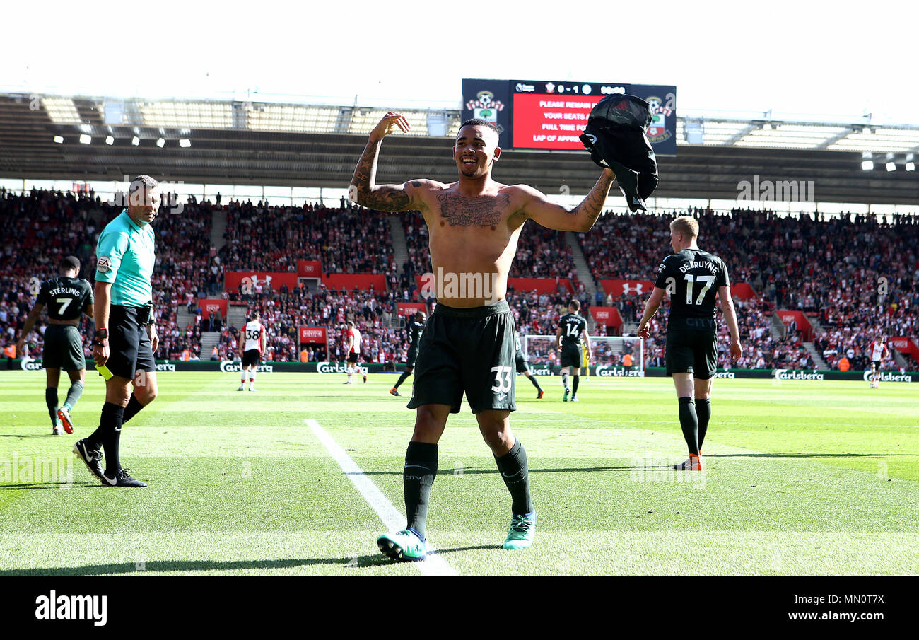 Manchester City's Gabriel Jesus celebrates scoring his side's first ...