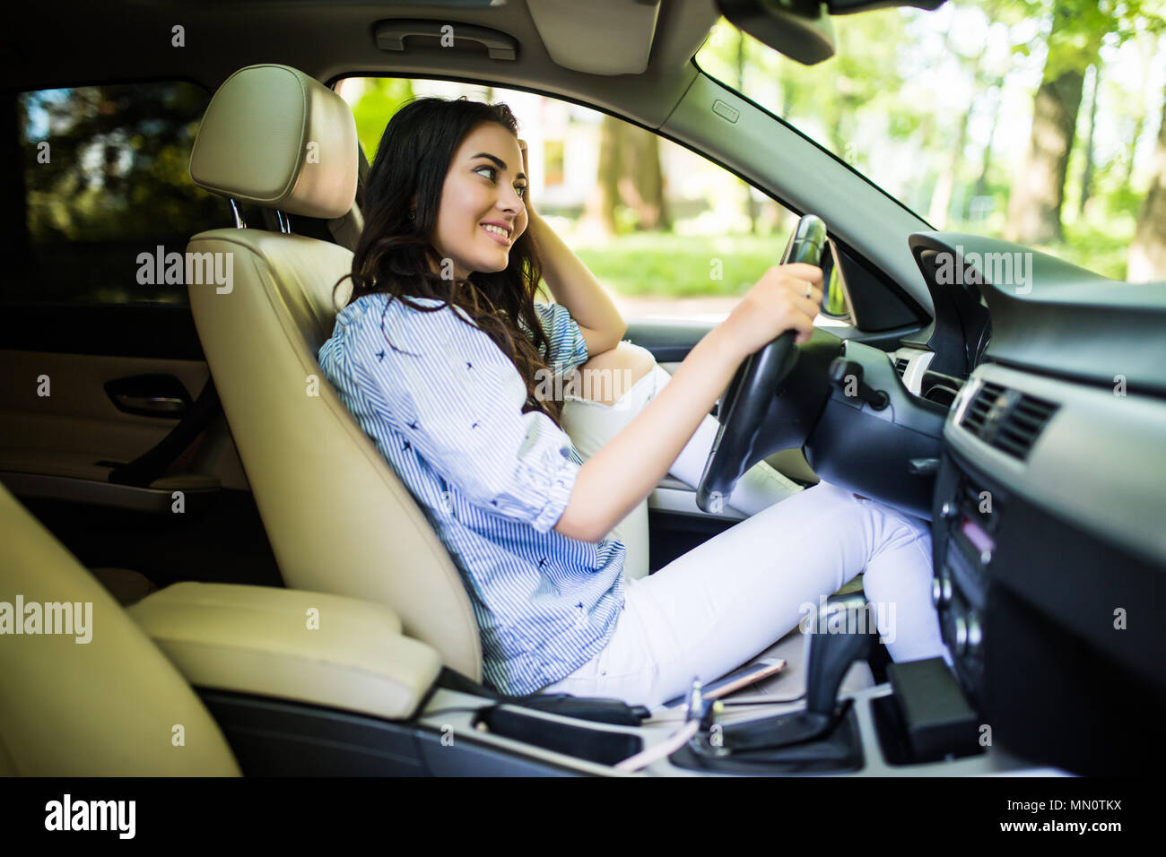 Driving a car and over the shoulder hi-res stock photography and images ...