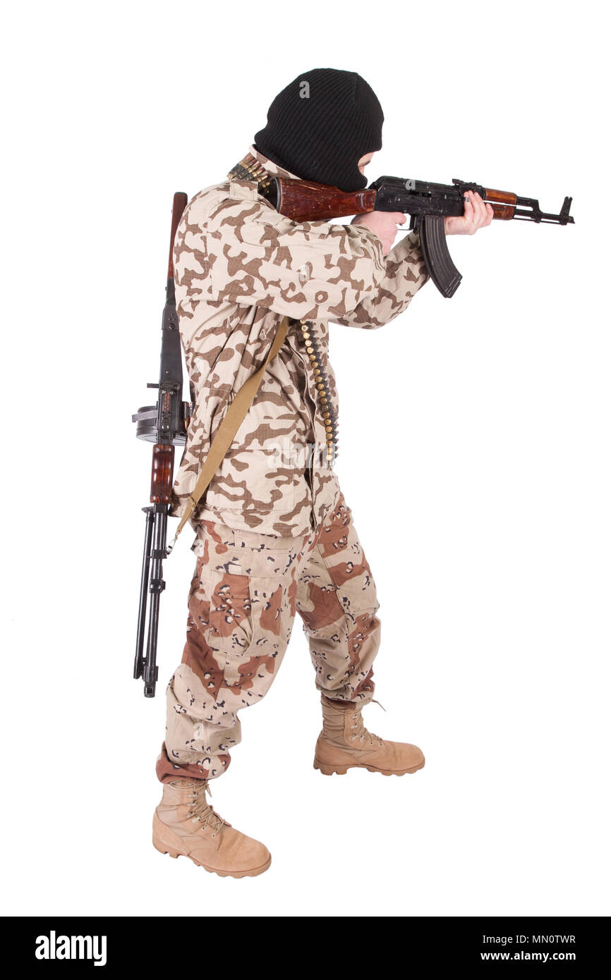mercenary with kalashnikov rifle Stock Photo - Alamy