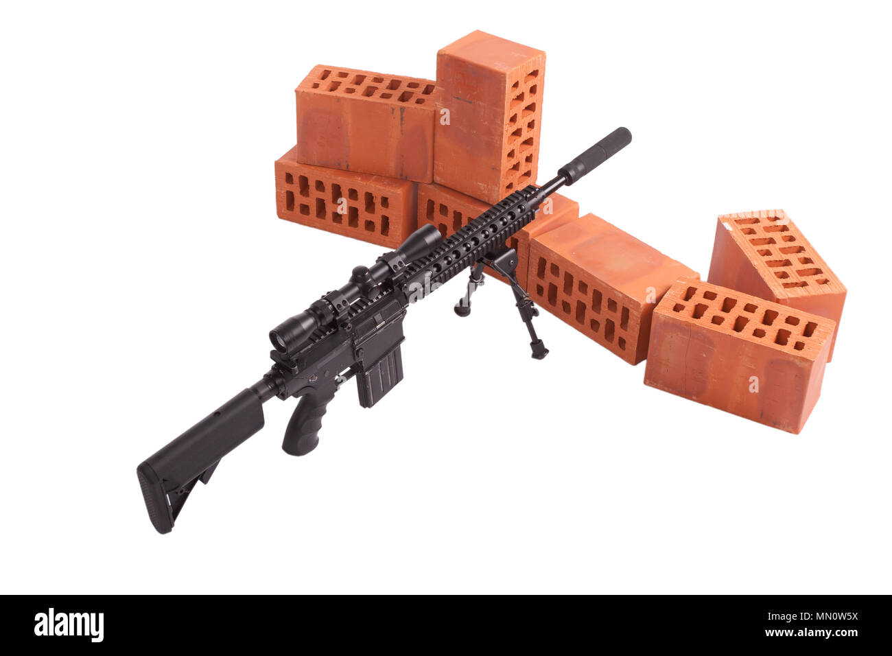 sniper rifle on position isolated on a white background Stock Photo - Alamy