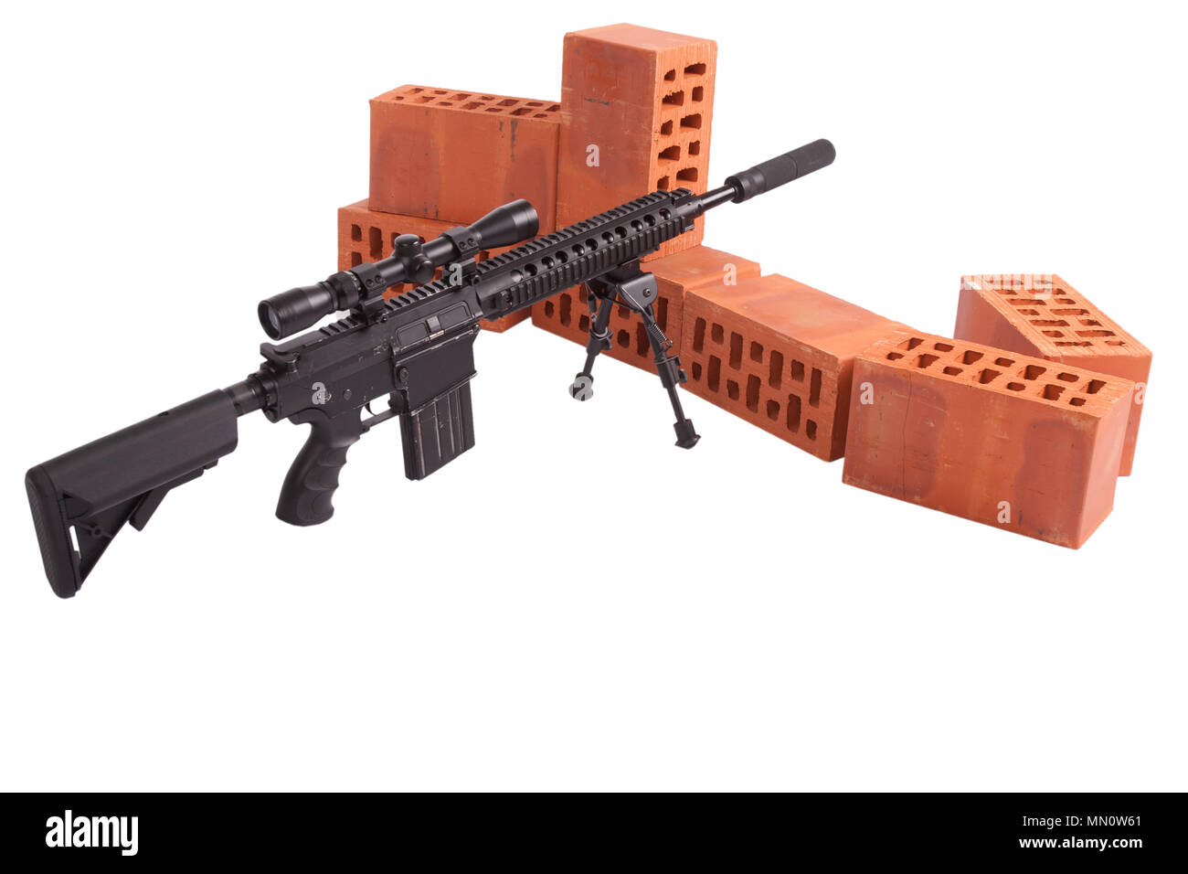 sniper rifle on position isolated on a white background Stock Photo - Alamy