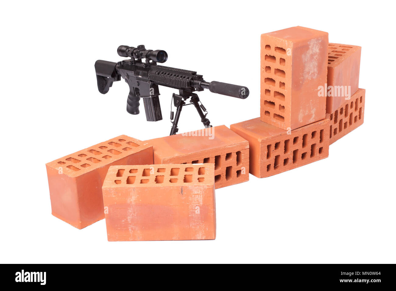 sniper rifle on position isolated on a white background Stock Photo - Alamy