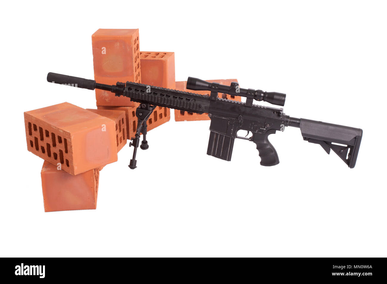 sniper rifle on position isolated on a white background Stock Photo - Alamy