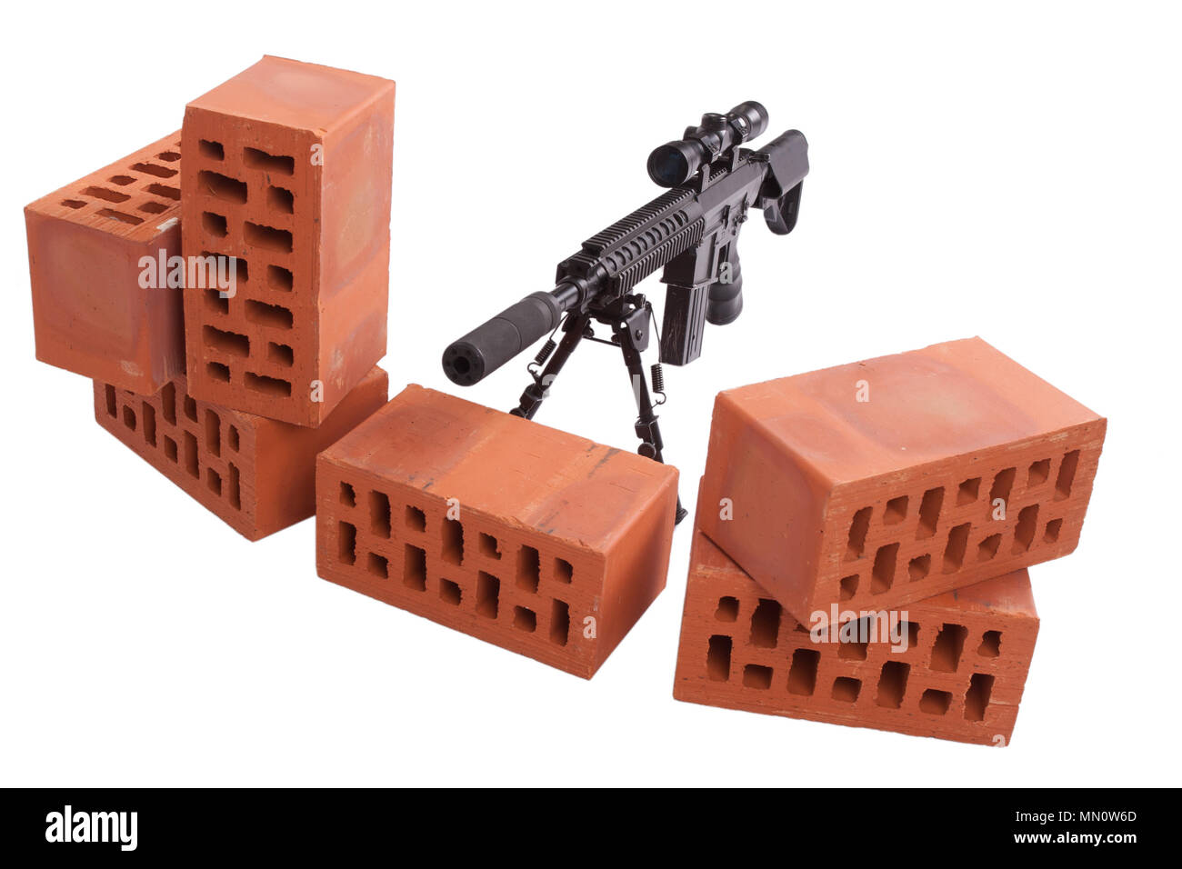 sniper rifle on position isolated on a white background Stock Photo - Alamy