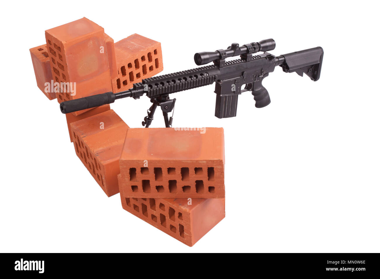 sniper rifle on position isolated on a white background Stock Photo - Alamy