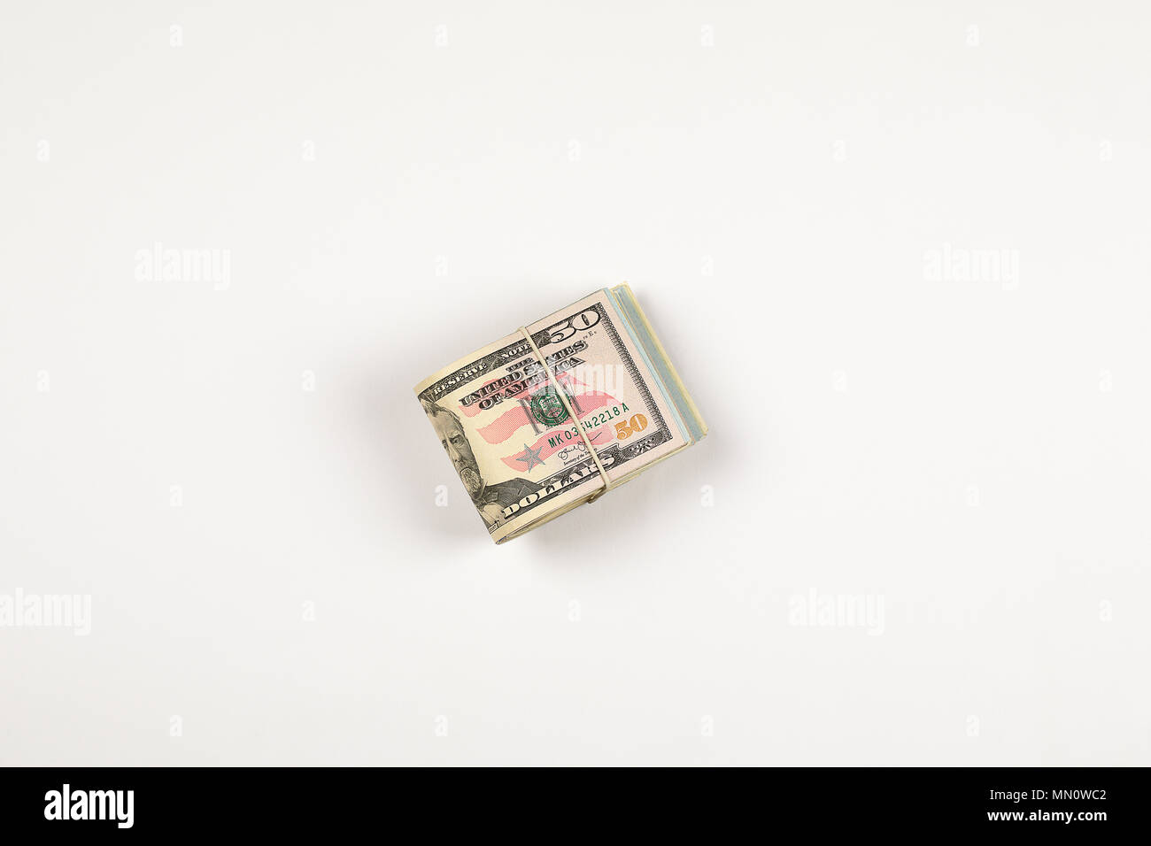 Stack of USA 50 dollars isolated on white background Stock Photo - Alamy