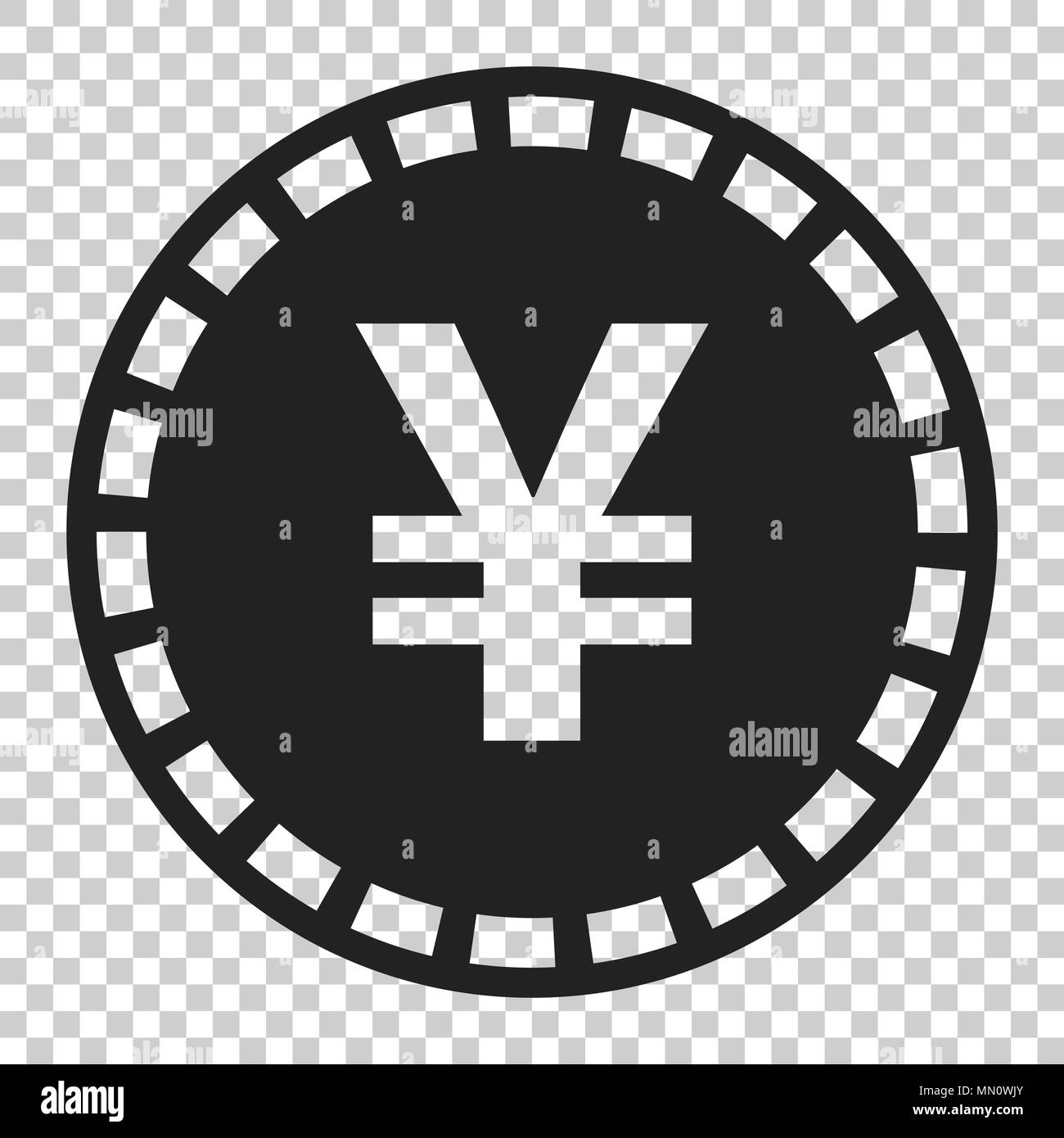 Yen, yuan money currency vector icon in flat style. Yen coin symbol ...