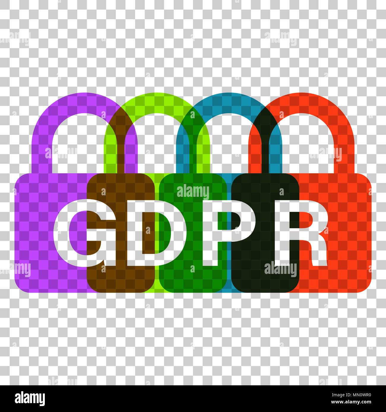 General data protection regulation padlock vector icon in flat style ...
