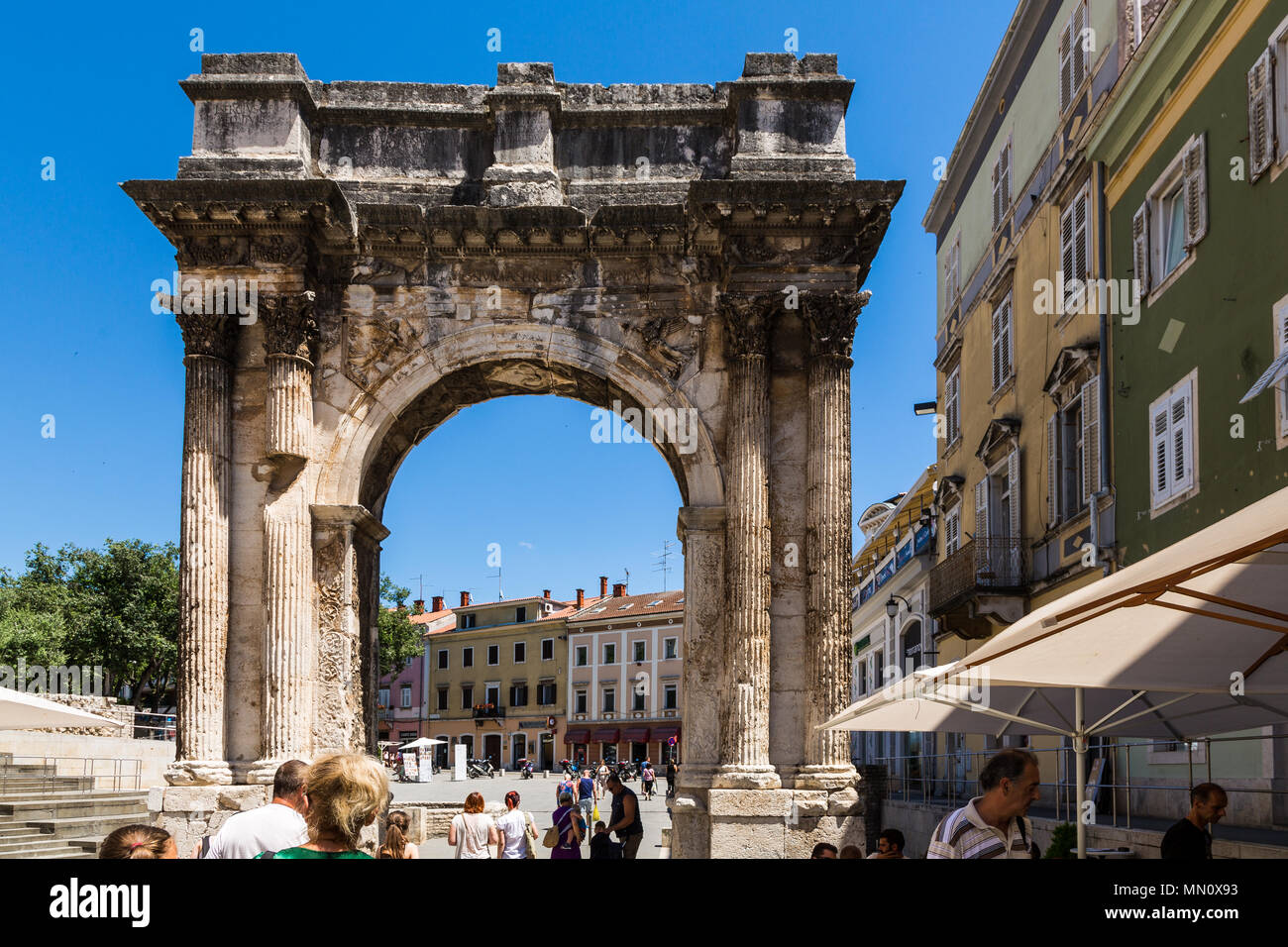 The Triumphal Arch of the Sergi in Pula, Croatia Stock Photo - Alamy