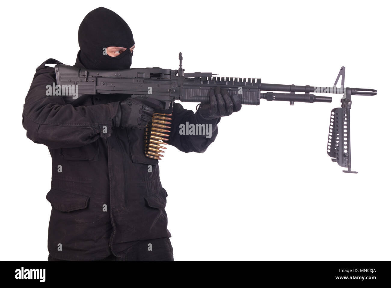 mercenary with M60 machine gun Stock Photo - Alamy