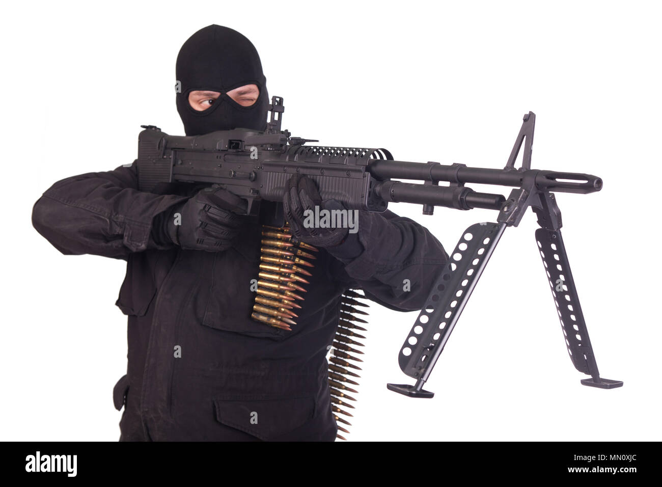 mercenary with M60 machine gun Stock Photo - Alamy
