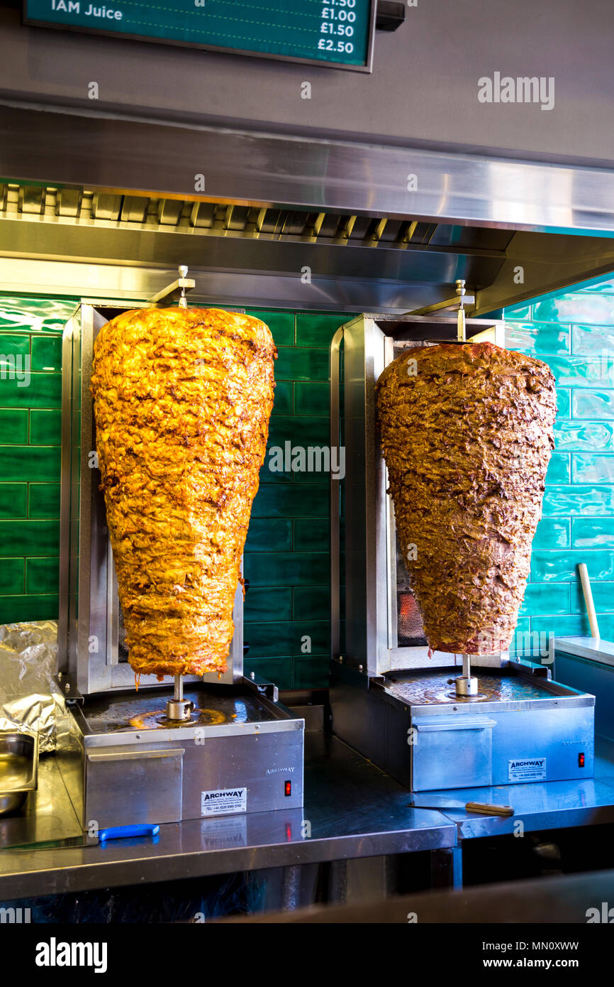 Turkish kebabs on a spit London, UK Stock Photo - Alamy