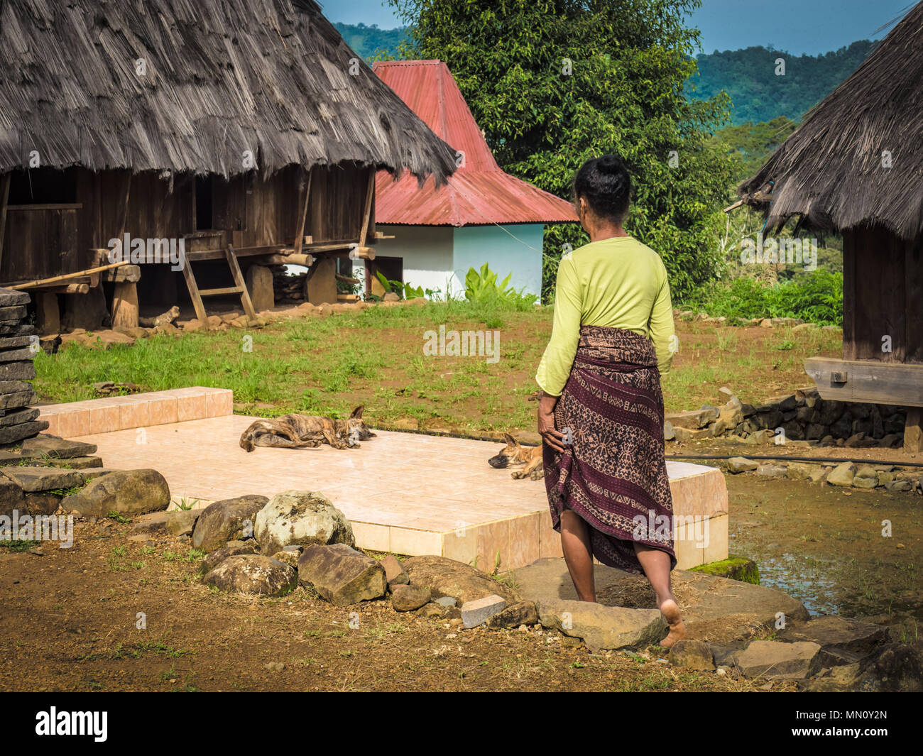 Wologai Village, East Nusa Tenggara, Indonesia - June 2018: Member of ...