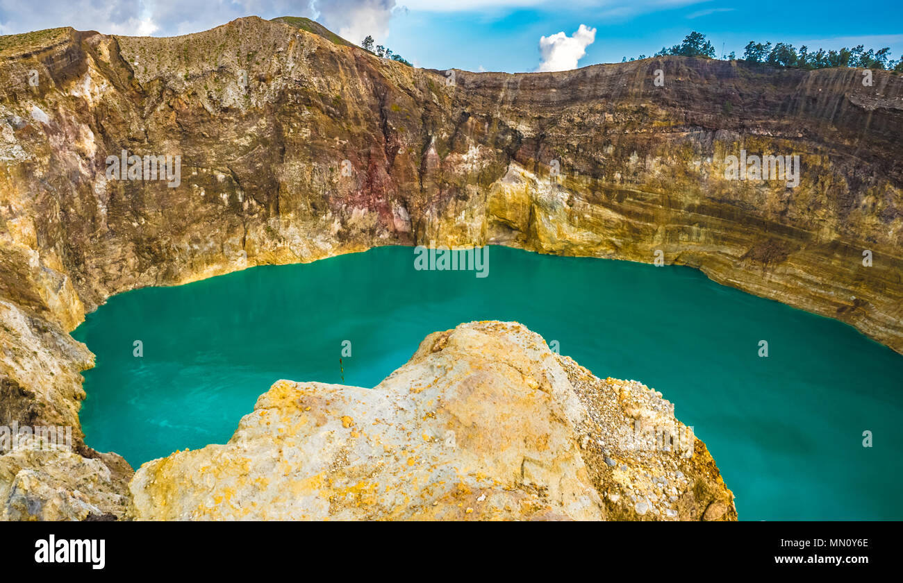 Crater of the kelimutu volcano at sunrise hi-res stock photography and ...