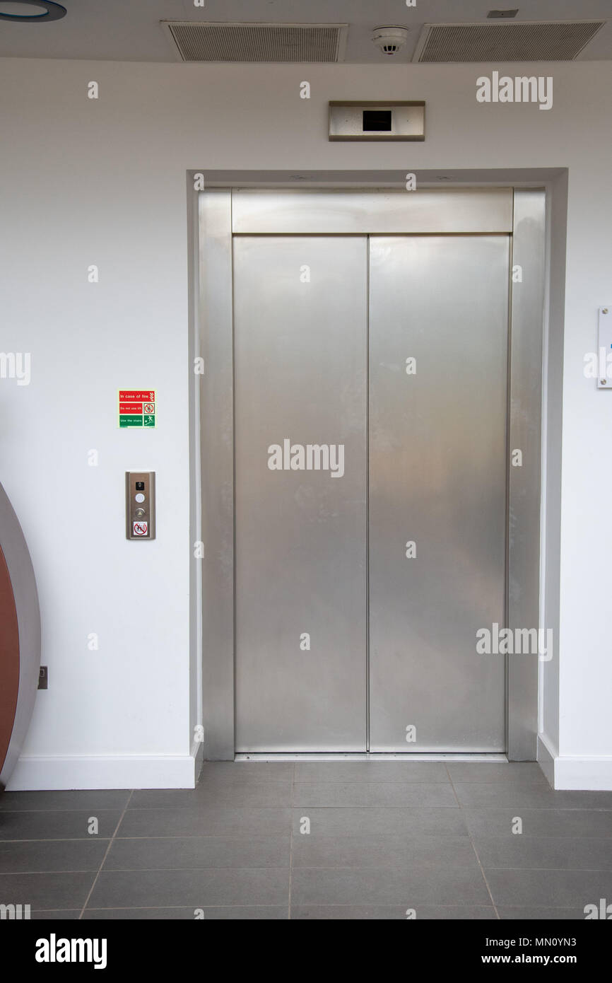 Stainless steel lifts doors, entrance of an elevator Stock Photo - Alamy