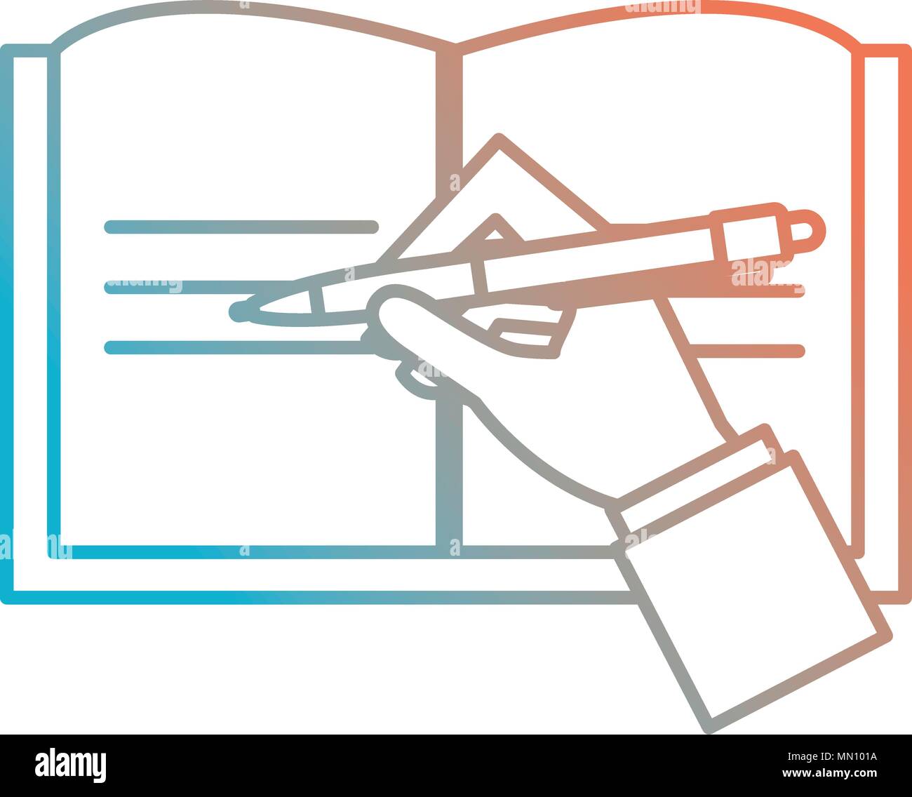 Notepad pen in hand Stock Vector Images - Alamy