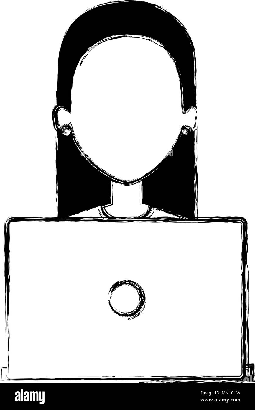 beautiful woman with laptop avatar character Stock Vector Image & Art ...