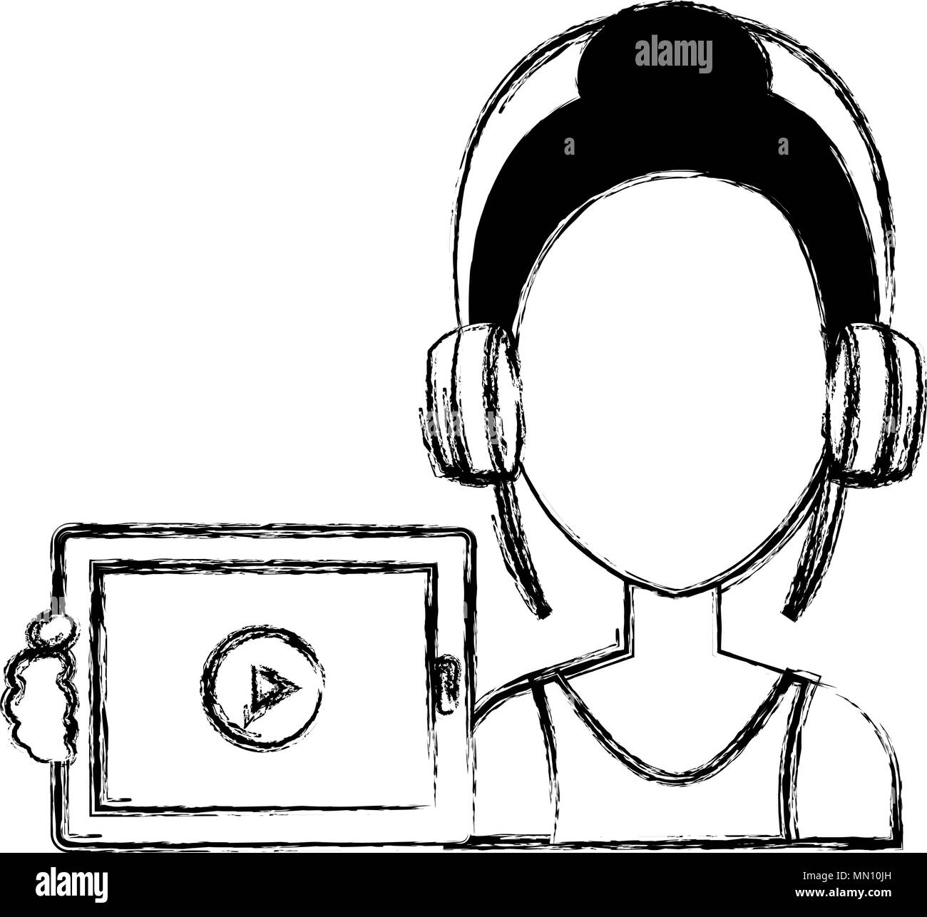 Avatar headset icon female Black and White Stock Photos & Images - Alamy