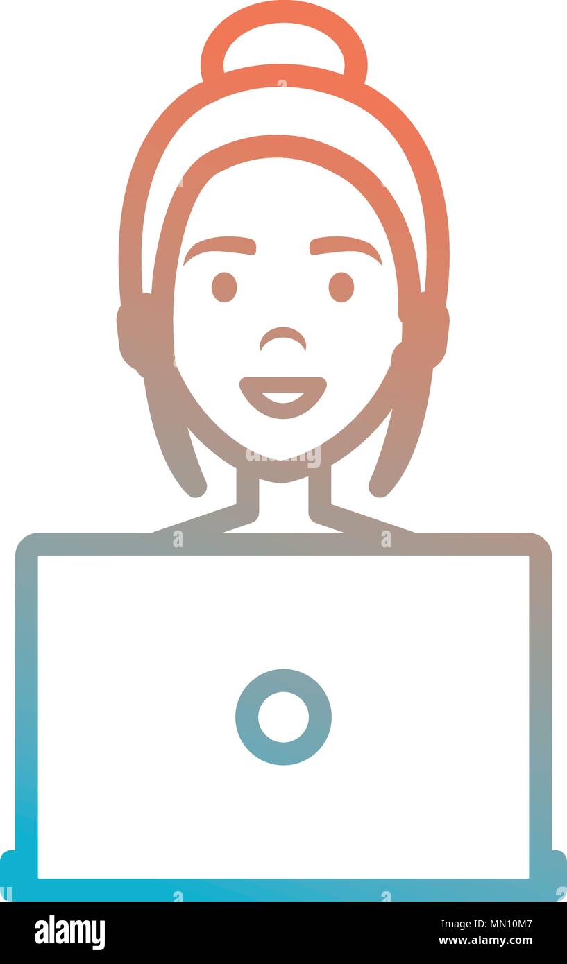 beautiful woman with laptop avatar character Stock Vector Image & Art ...