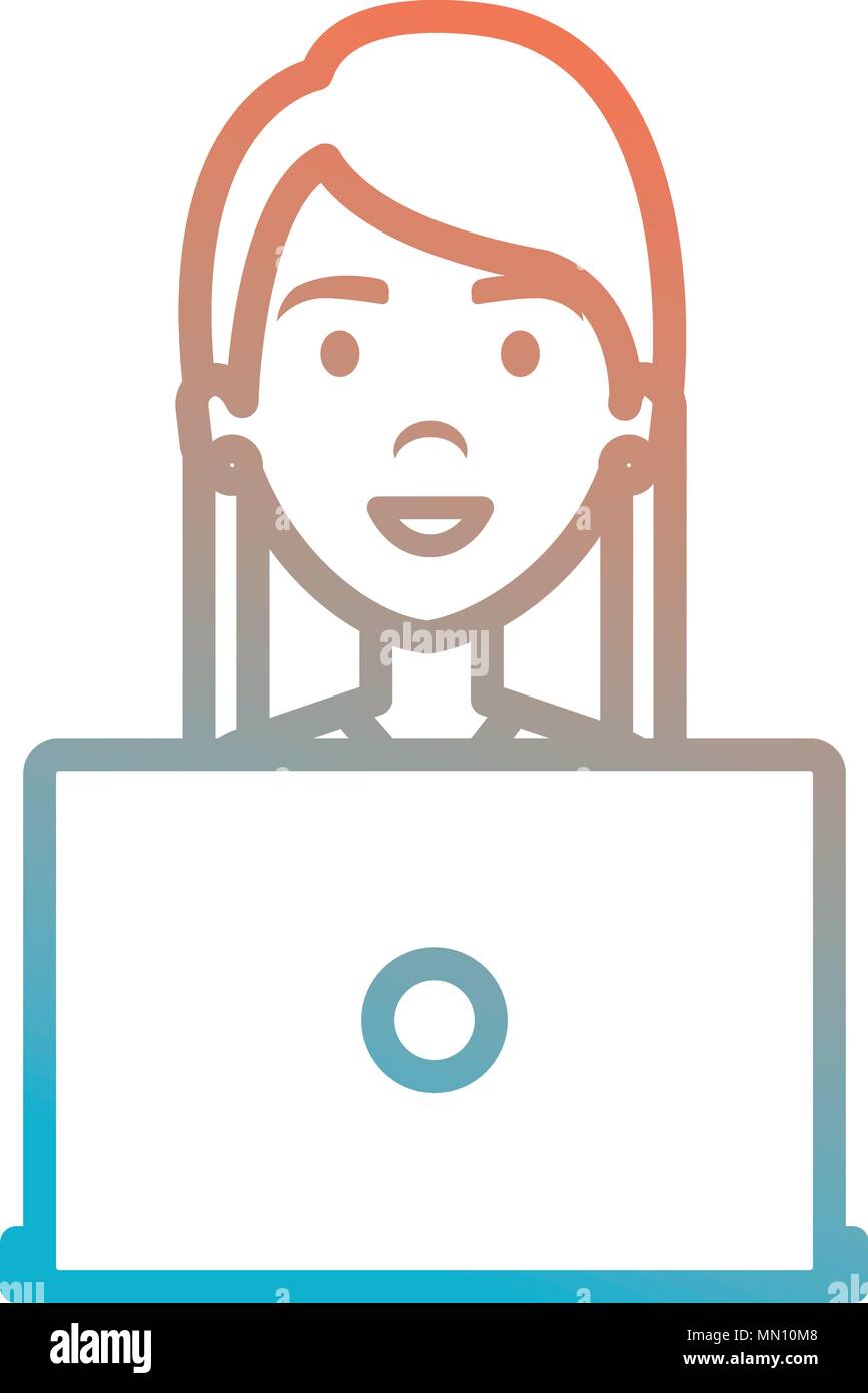 beautiful woman with laptop avatar character Stock Vector Image & Art ...
