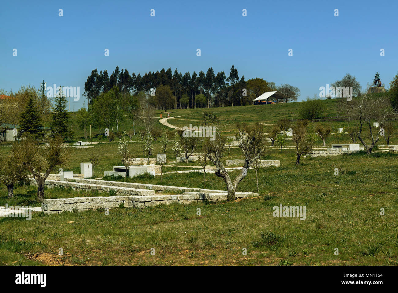 Hill of joy monument in saint james way. Monte do gozo, camino de ...