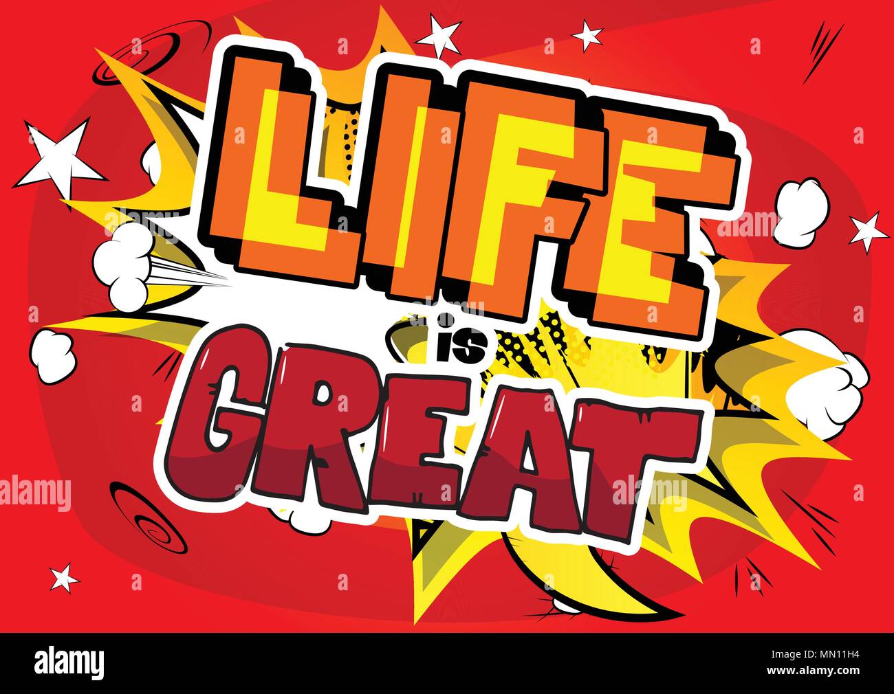 Life is Great - Vector illustrated comic book style design ...