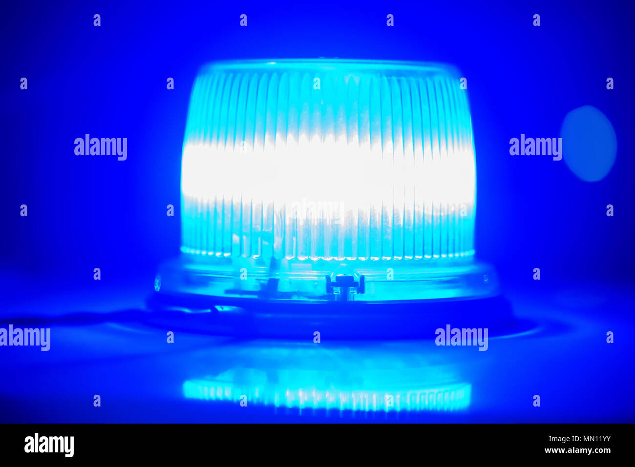 Blue enmergency light close Stock Photo - Alamy