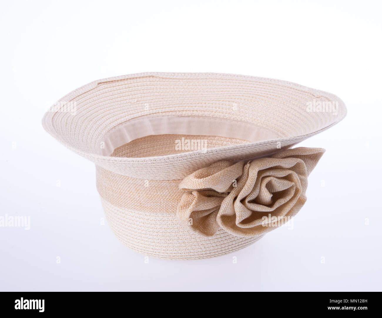 hat for lady or pretty straw hat with flower Stock Photo - Alamy