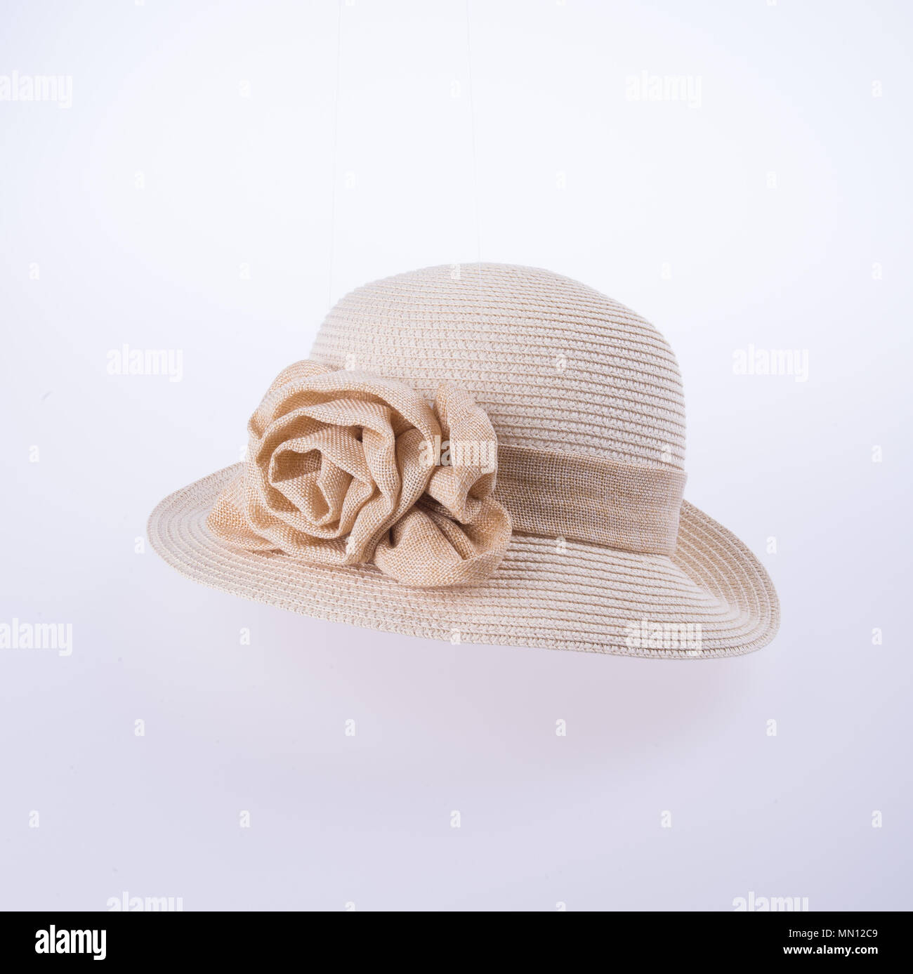 hat for lady or pretty straw hat with flower Stock Photo - Alamy