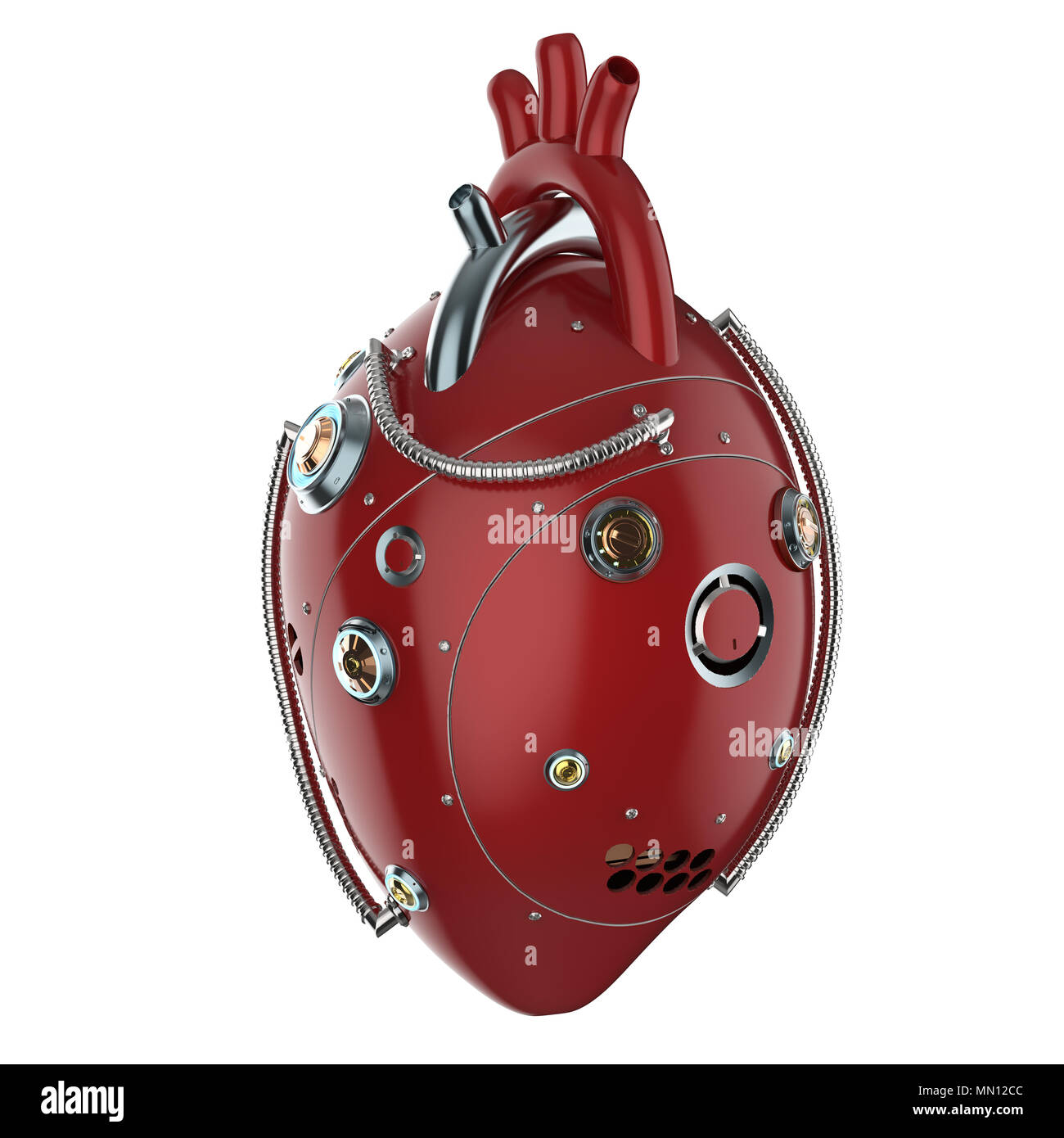 3d rendering red robotic heart isolated on white Stock Photo - Alamy