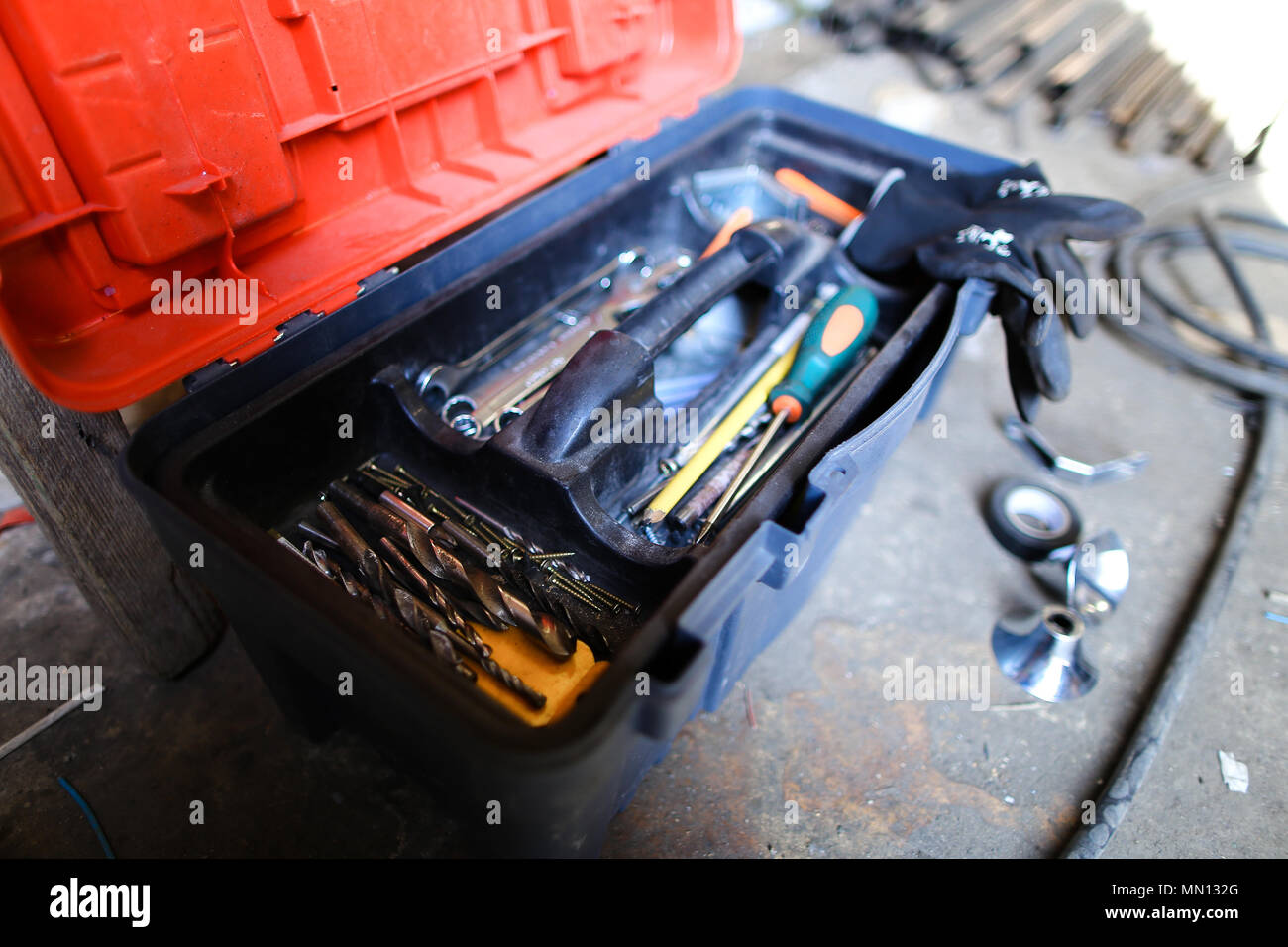 Construction tools box hi-res stock photography and images - Alamy