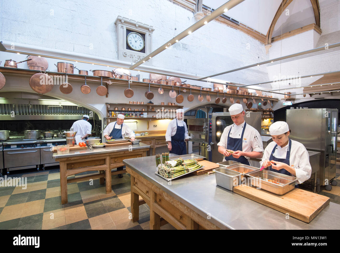 The royal kitchen at Windsor Castle where preparations are underway for ...