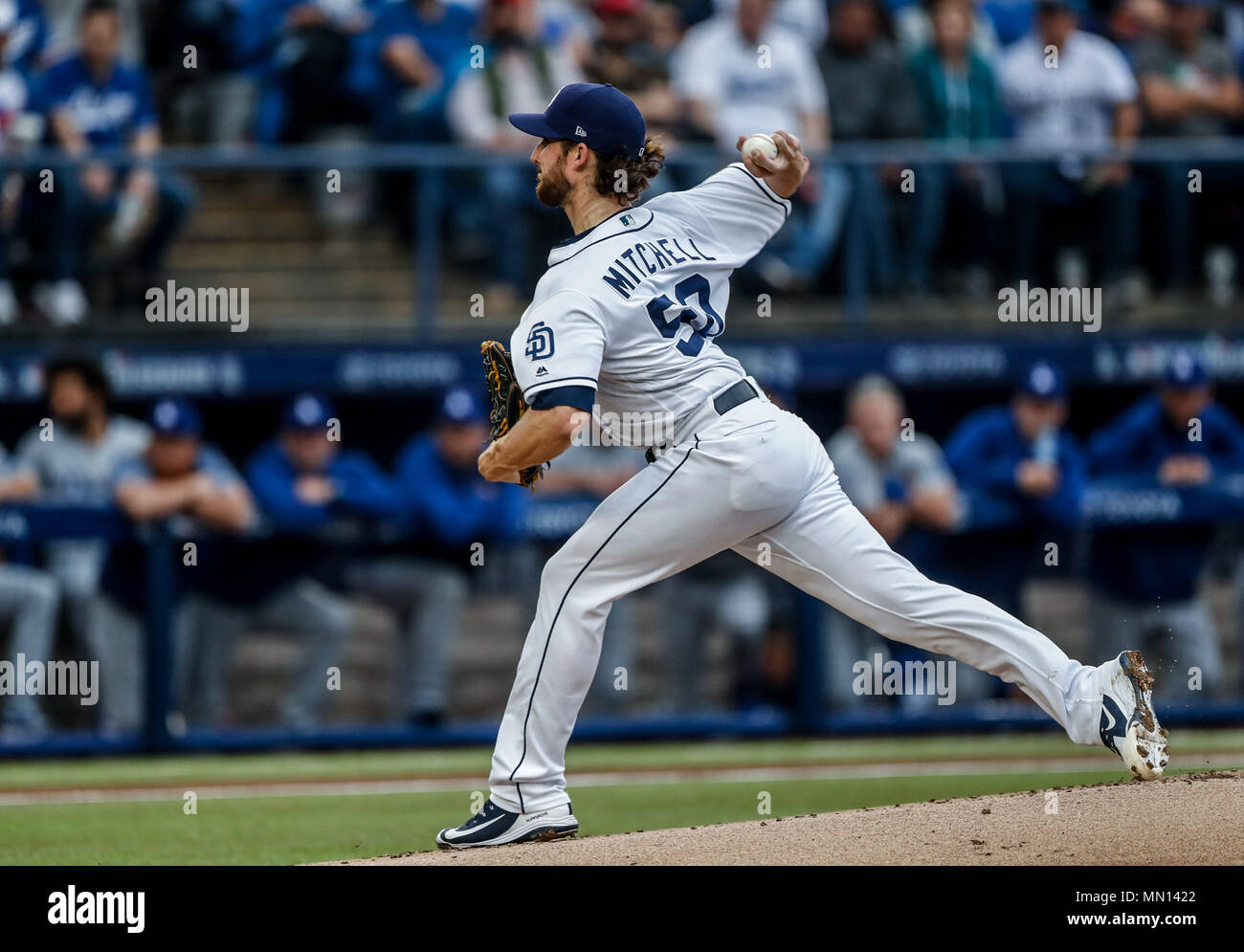 Bryan Mitchell, initial pitcher Baseball action during the Los Angeles ...