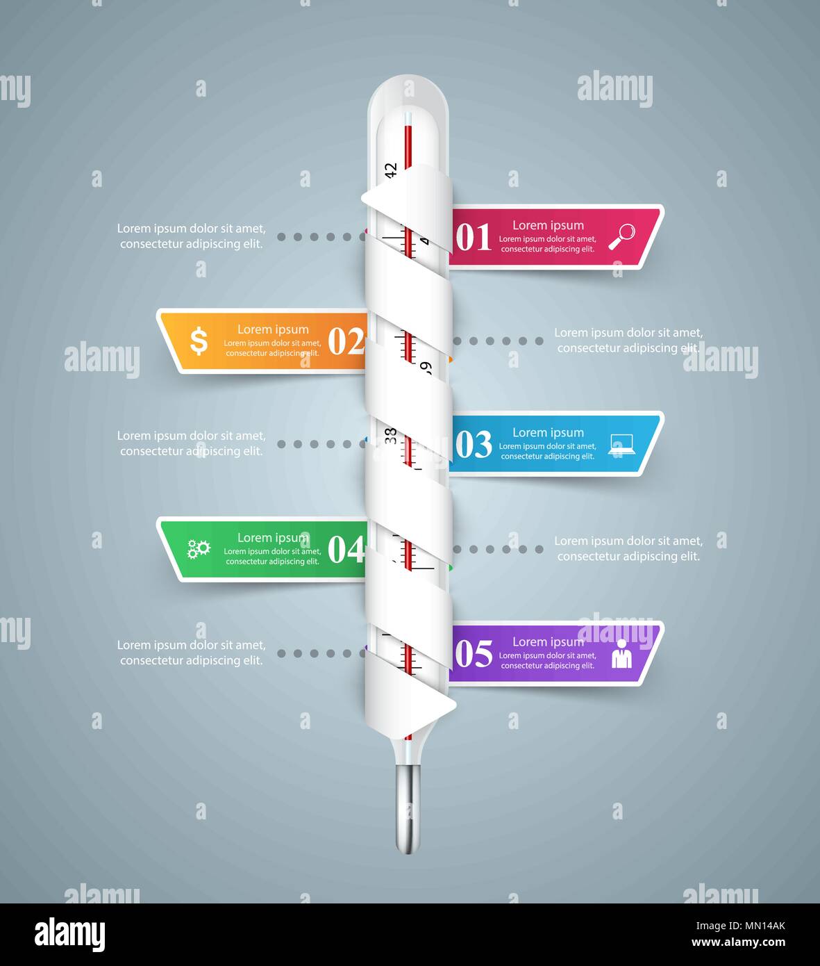 Thermometer business infographics. Health icon Stock Vector Image & Art ...