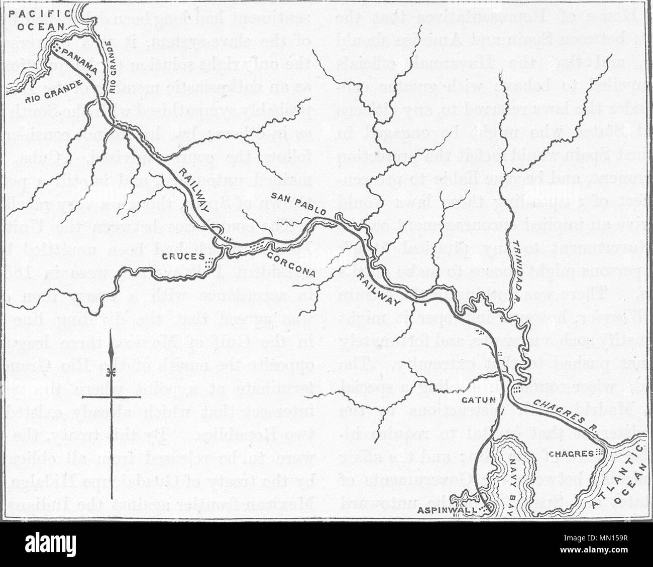 PANAMA. Map of the Panama Railroad c1880 old antique vintage plan chart ...
