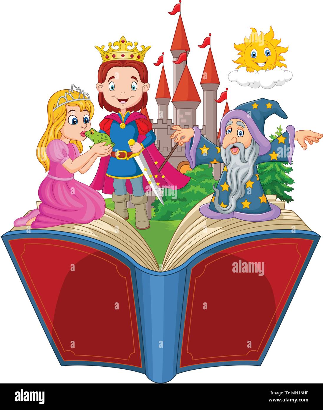 Cartoon open book with frog prince story Stock Vector Image & Art - Alamy